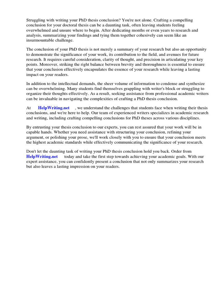 How To Write A PHD Thesis Conclusion | PDF | Thesis | Essays