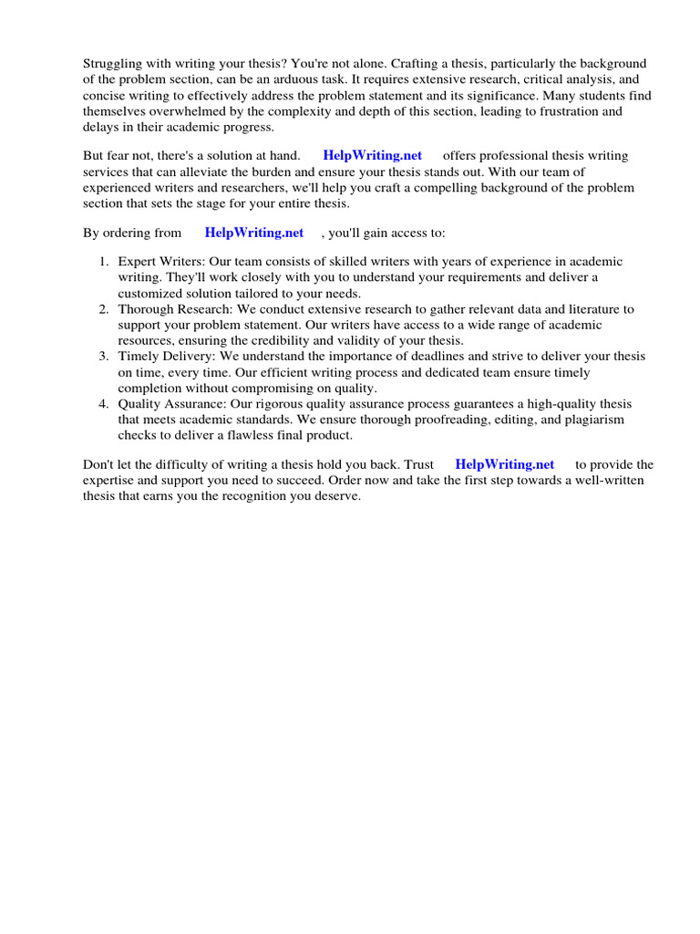 Sample Thesis Background of The Problem | PDF