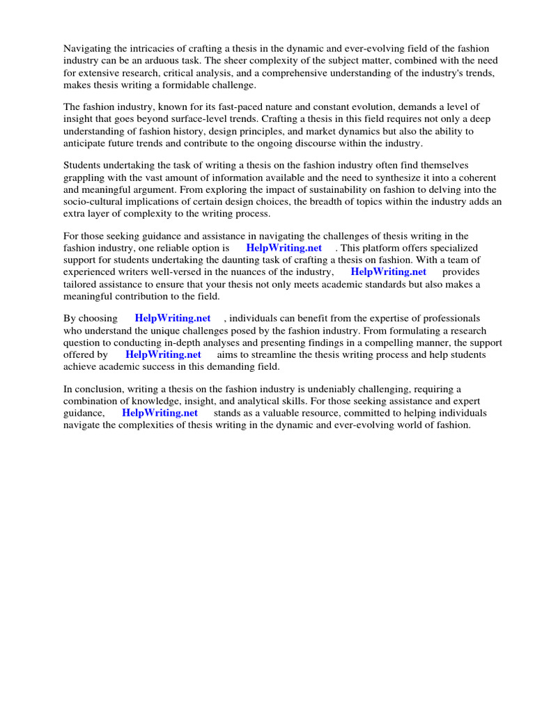 Thesis Fashion Industry | PDF | Fashion | Thesis