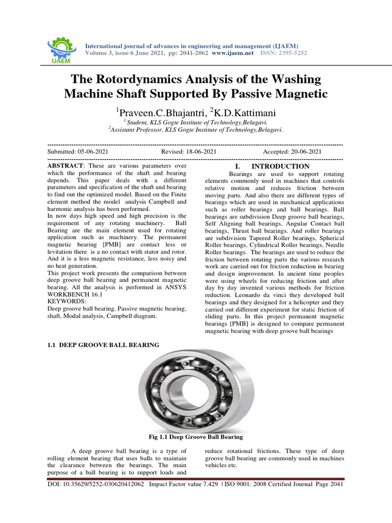 The Rotordynamics Analysis of The Washing Machine Shaft Supported by Passive Magnetic | PDF ...