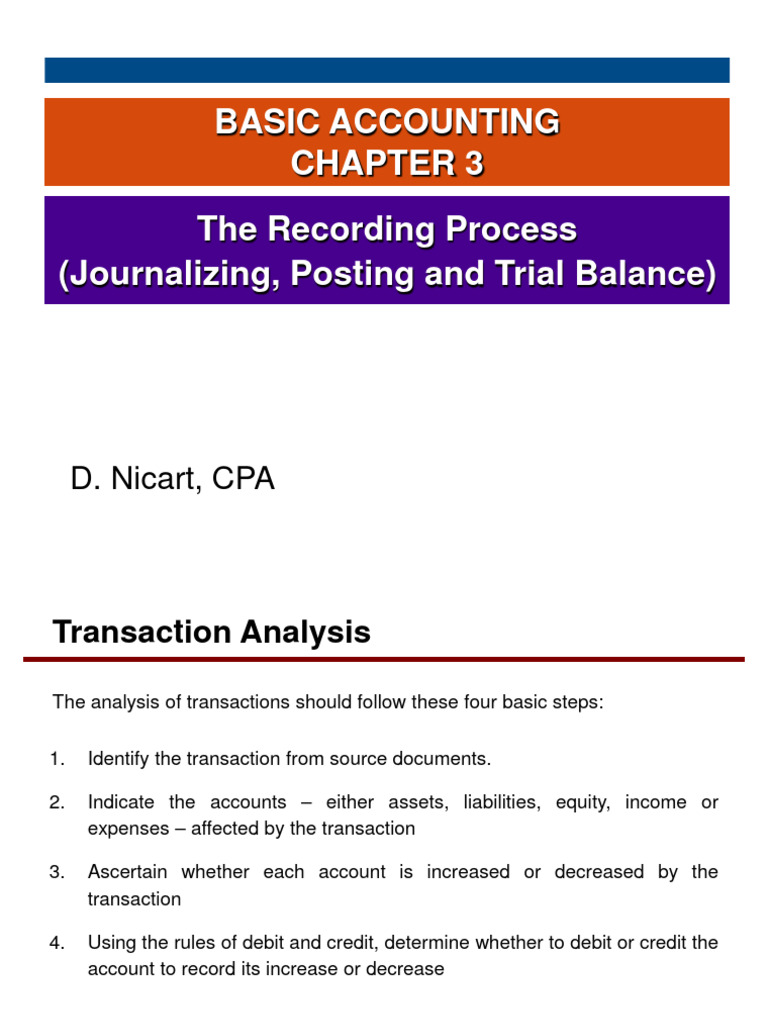 Steps in the Accounting Recording Process | PDF | Debits And Credits ...