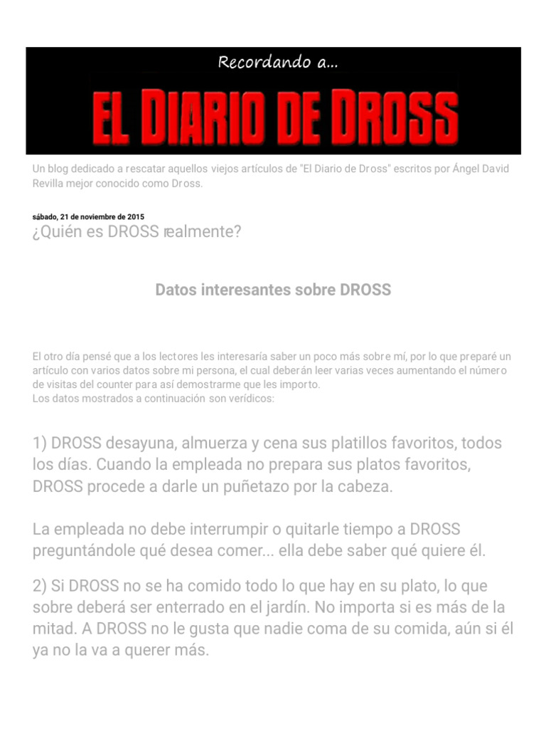Recordando A - El Diario de Dross - ¿Quién Es DROSS Realmente | PDF