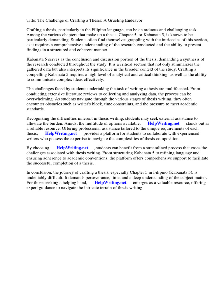 Halimbawa Ng Thesis Sa Filipino 2 Kabanata 5 | PDF