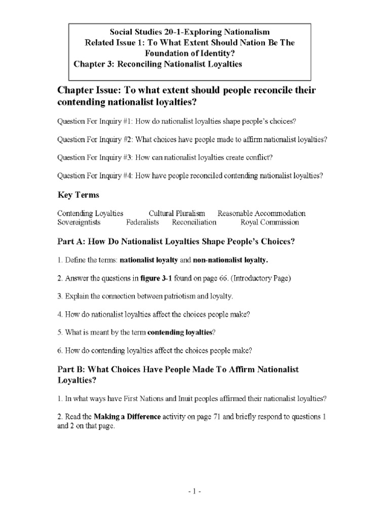 Chapter 3 Reading and Study Guide - Social Studies 20-1 312 | PDF