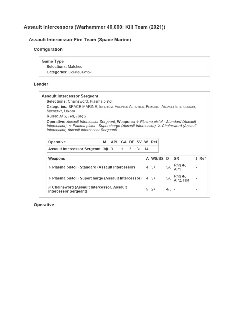 Assault Intercessors Datasheet Overview | PDF | Military