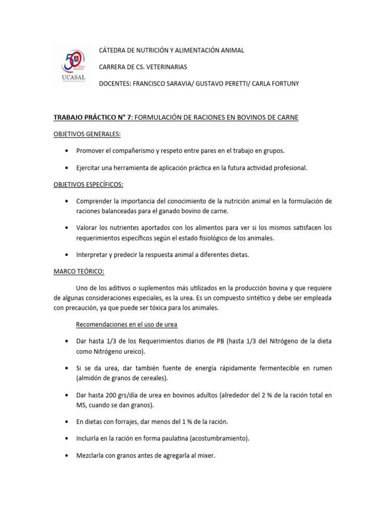 TP 7 Formulacion Raciones Carne | PDF