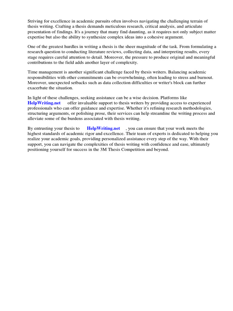 3m Thesis Competition | PDF | Thesis | Expert