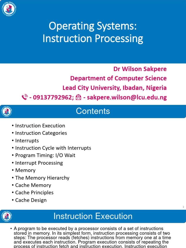 CSC 205 - 2 Instruction Processing 2023-2024 | PDF | Computer Data Storage | Cpu Cache