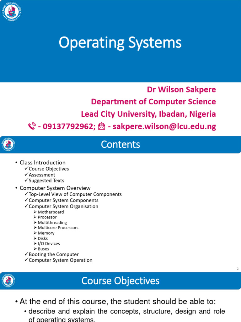 CSC 205: Operating Systems Overview | PDF | Central Processing Unit ...