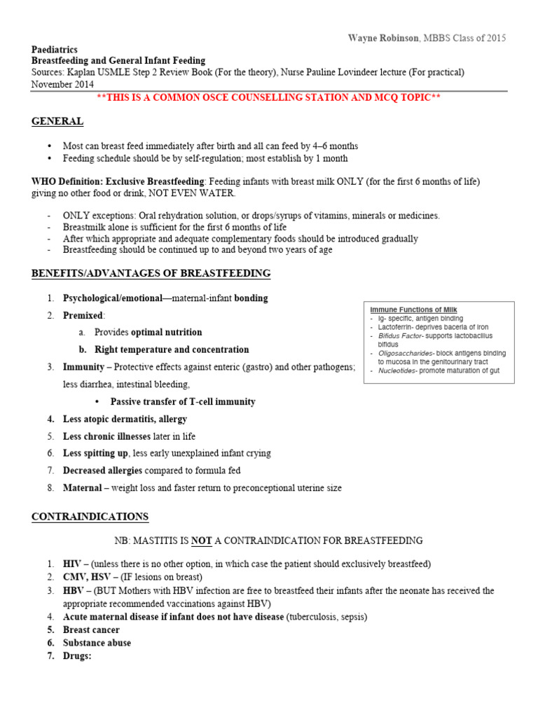 Wayne Senior Paeds Notes | PDF | Congenital Heart Defect | Breastfeeding