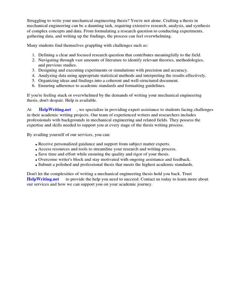 Expert Help for Mechanical Engineering Theses | PDF | Engineering | Thesis