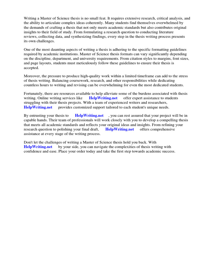 Master of Science Thesis Format | PDF