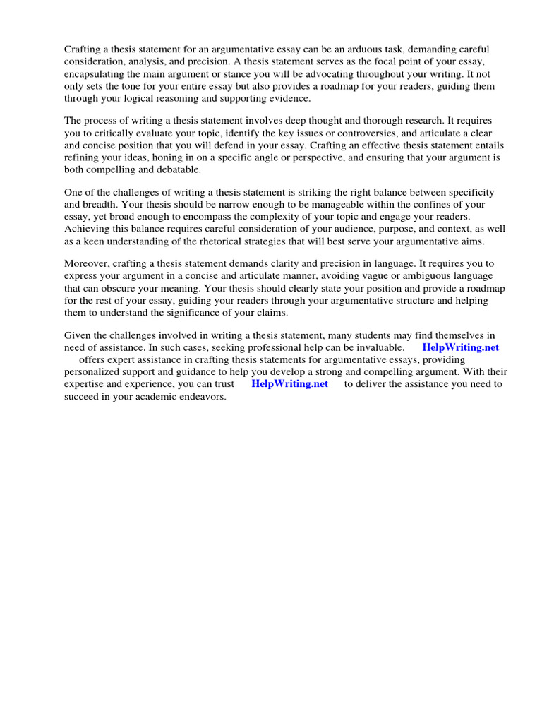 Crafting Argumentative Thesis Statements | PDF | Essays | Thesis
