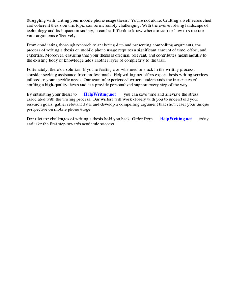 Mobile Phone Usage Thesis | PDF | Mobile Phones | Smartphone Mobile Phone Usage Thesis | PDF | Mobile Phones | Smartphone