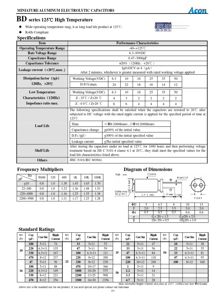 Acon (Radial Thru-Hole) BD Series | PDF