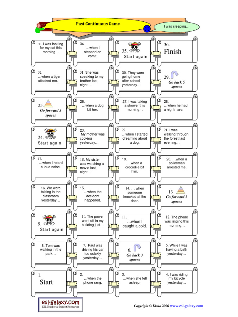 Past Simple vs Past Continuous BOARD GAME | PDF