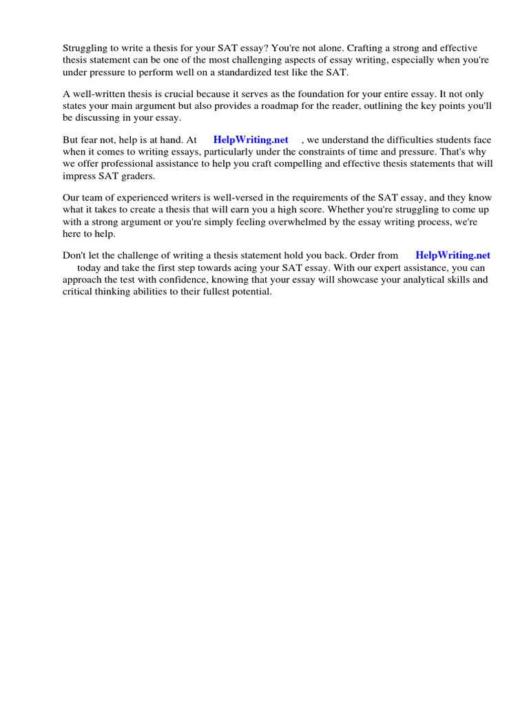 How To Write A Thesis For Sat Essay | PDF | Essays | Sat