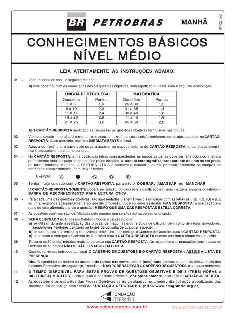 Prova - 40 - Conhecimentos - Basicos Petrobras | PDF | Árvores | Tempo
