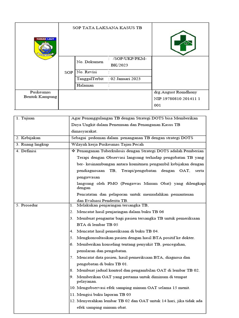 Prosedur Penanganan TB dengan DOTS | PDF