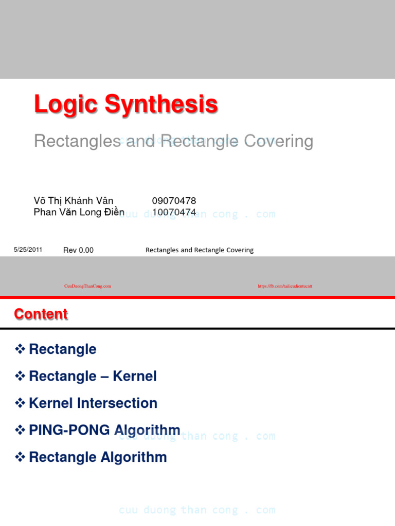 Logic Synthesis: Rectangles and Rectangle Covering | PDF
