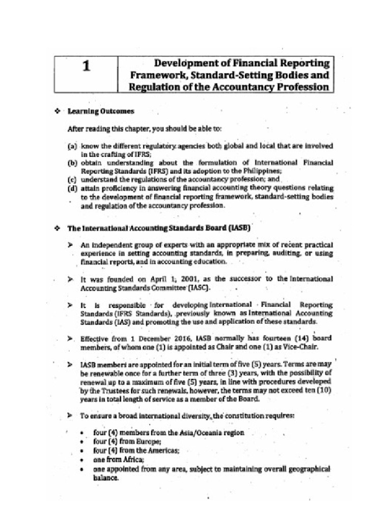 1.0 Development of Financial Reporting Framework, Standard-Setting ...