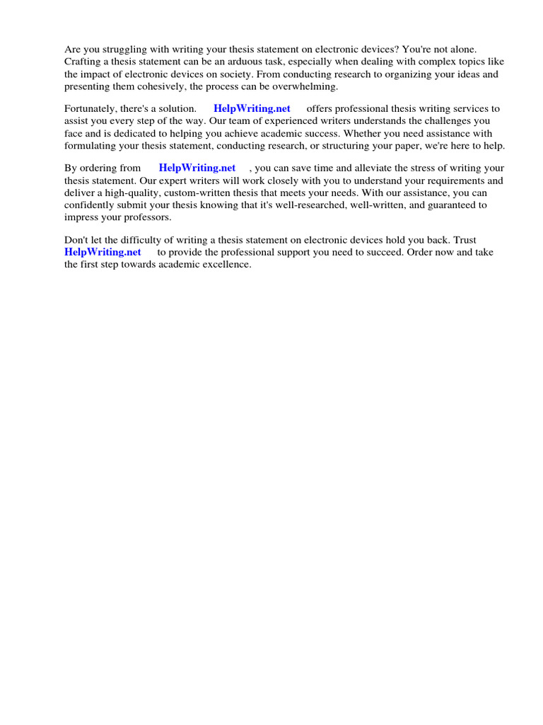 Thesis Statement Electronic Devices | PDF | Thesis | Essays