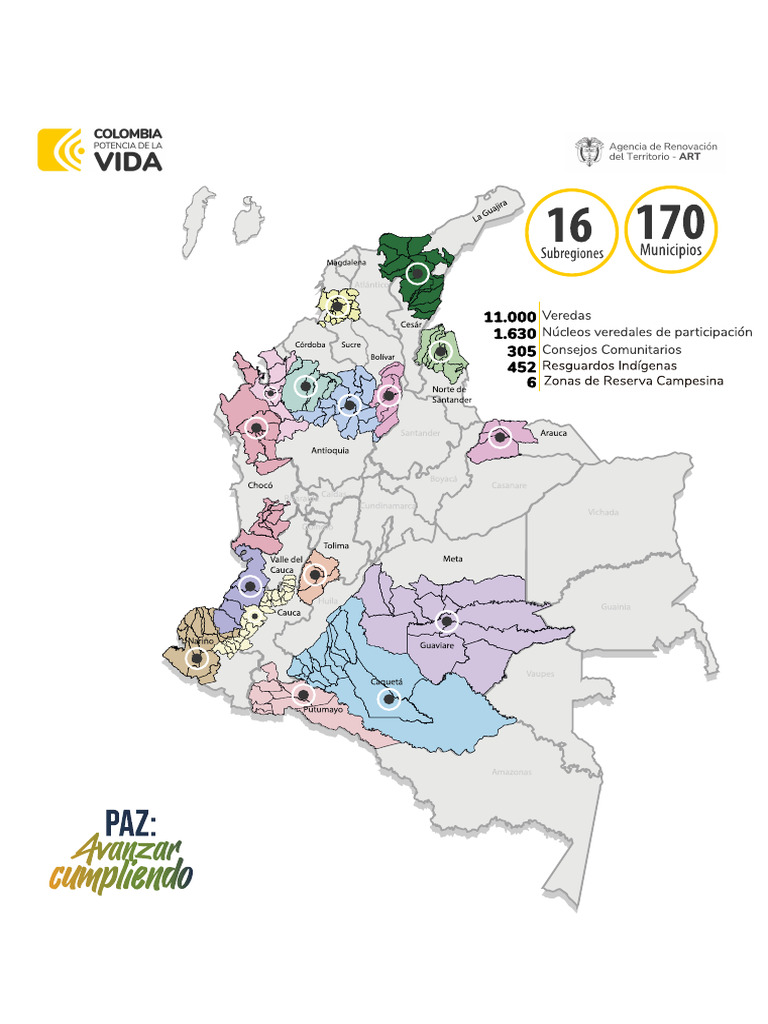 Listado de Subregiones y Municipios Pdet | PDF | Colombia