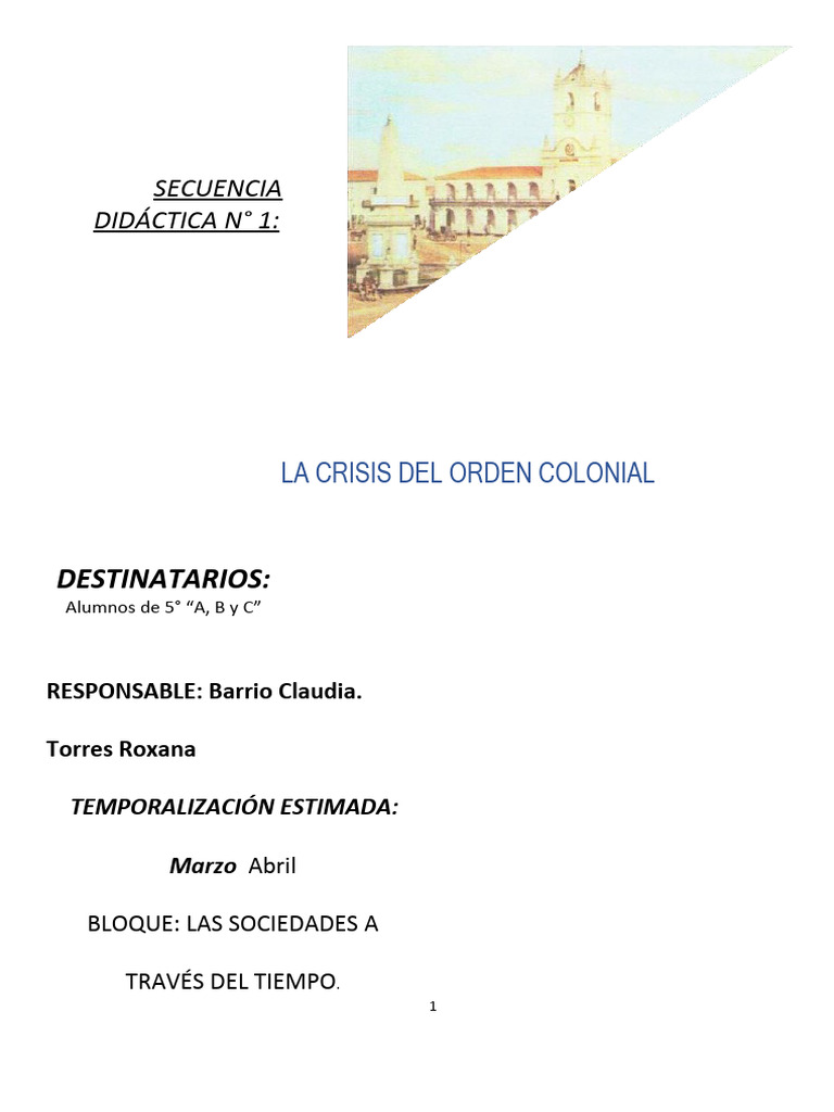 La Crisis Del Orden Colonial Primera Parte 5to 2024 | PDF | Imperio ...