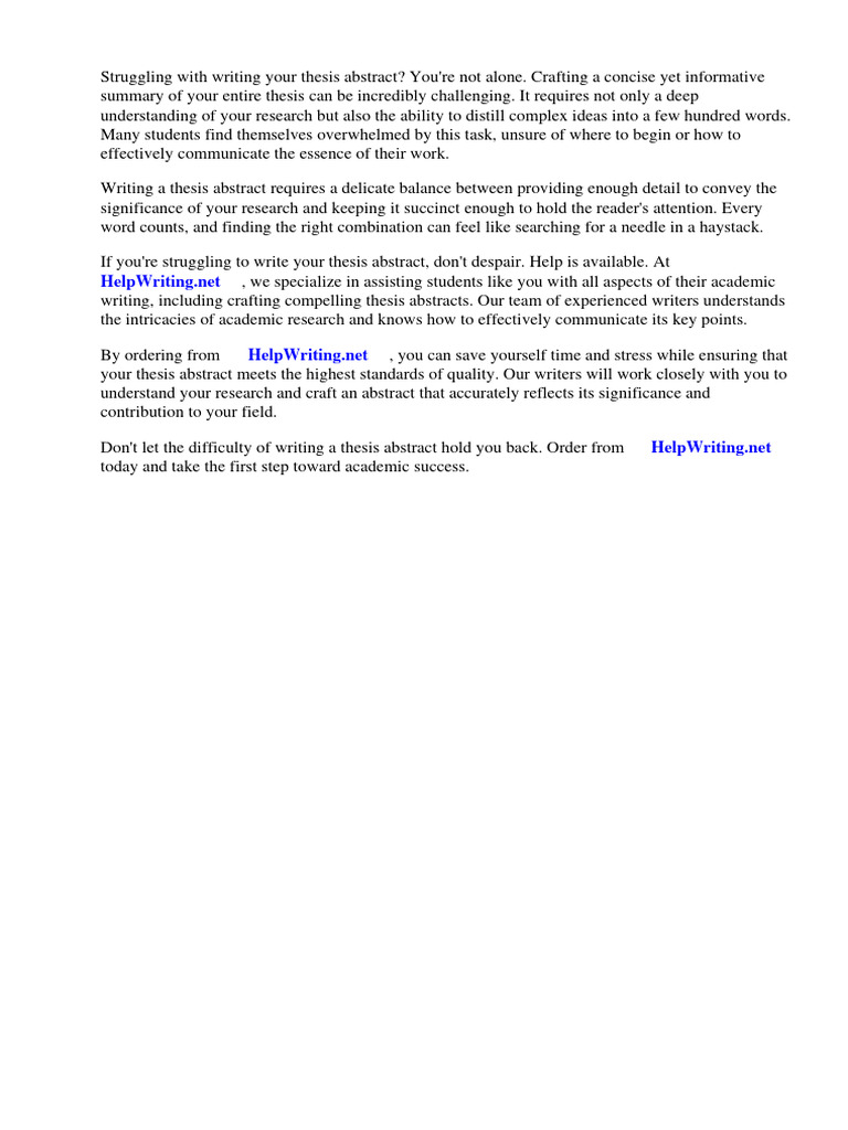 Thesis Sample Abstract | PDF | Thesis | Abstract (Summary)