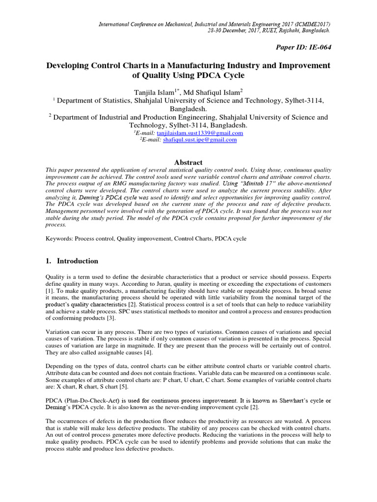 Developing Control Charts in A Manufactu | PDF | Business Process ...