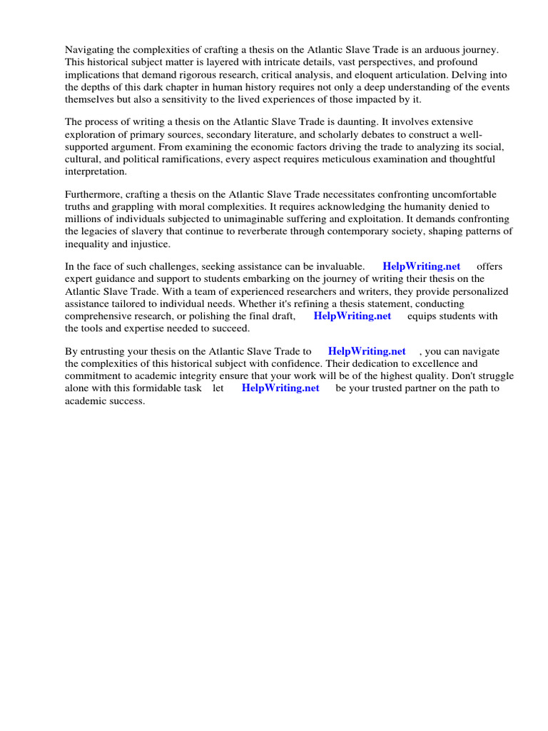 Thesis Help: Atlantic Slave Trade | PDF