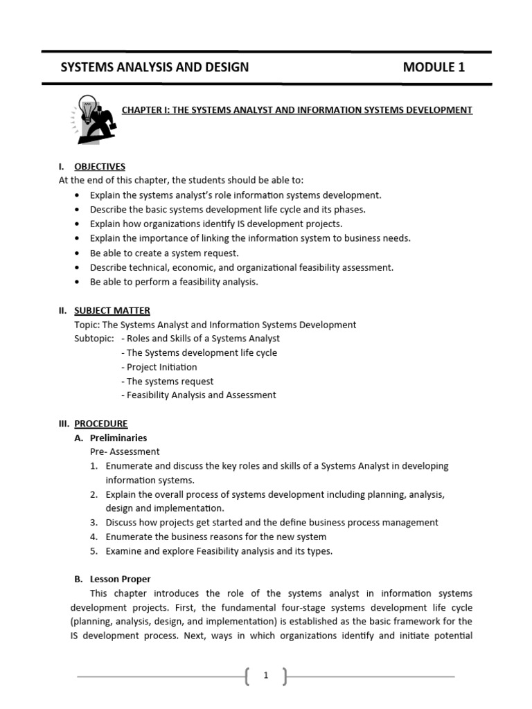 Assignment Module For Chapter 1. The Systems Analyst and Information Systems Development | PDF ...