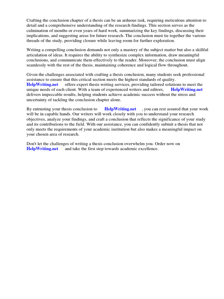 Thesis Conclusion Chapter | PDF | Thesis | Essays