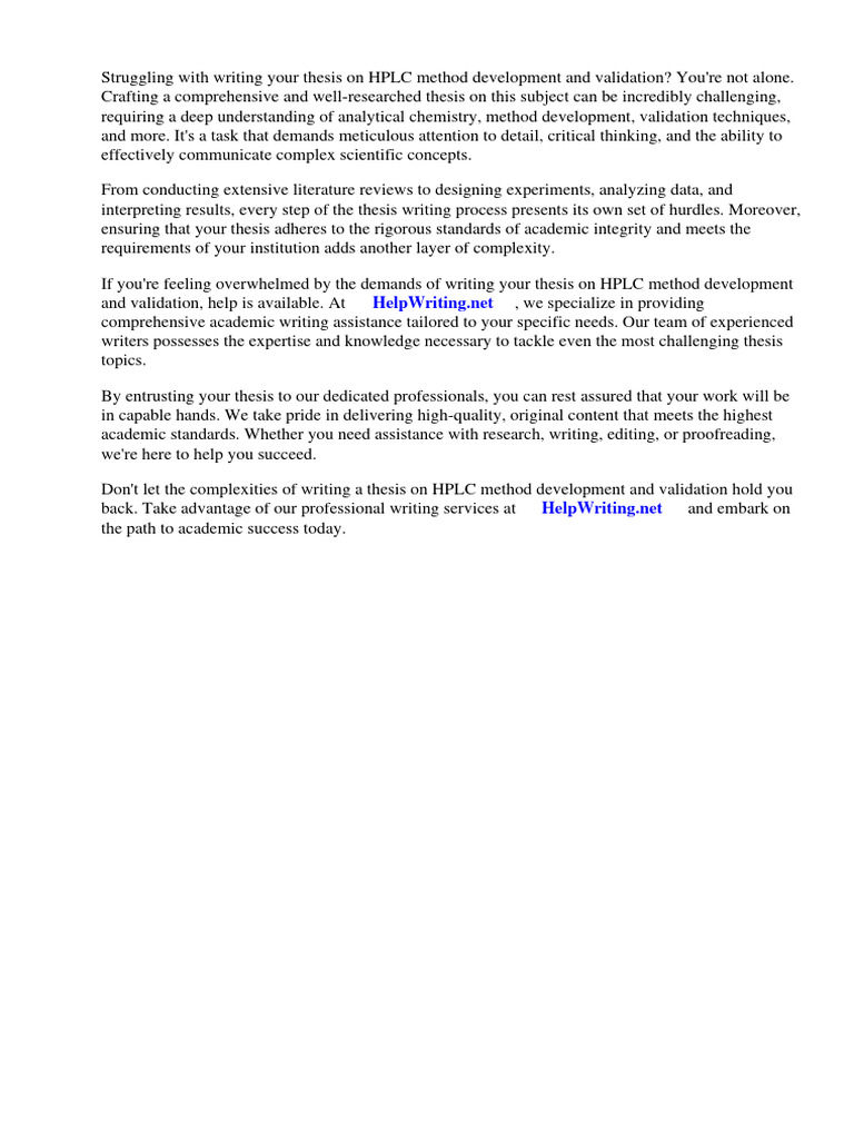 Thesis On HPLC Method Development and Validation PDF | PDF | High Performance Liquid ...