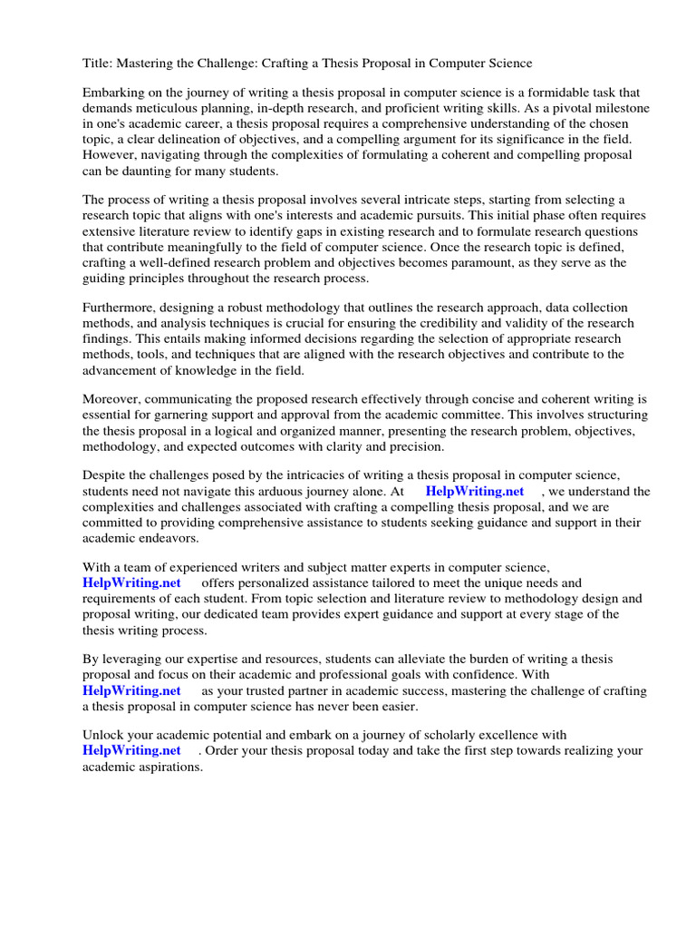 Thesis Proposal Guide for Computer Science | PDF | Thesis | Methodology