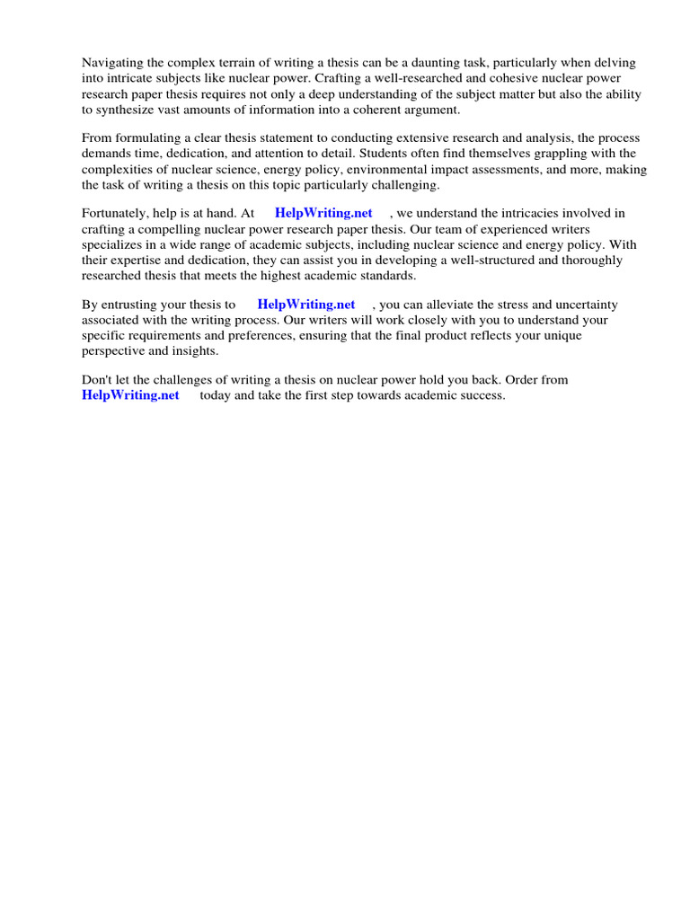 Nuclear Power Research Paper Thesis | PDF | Nuclear Power | Nuclear Reactor