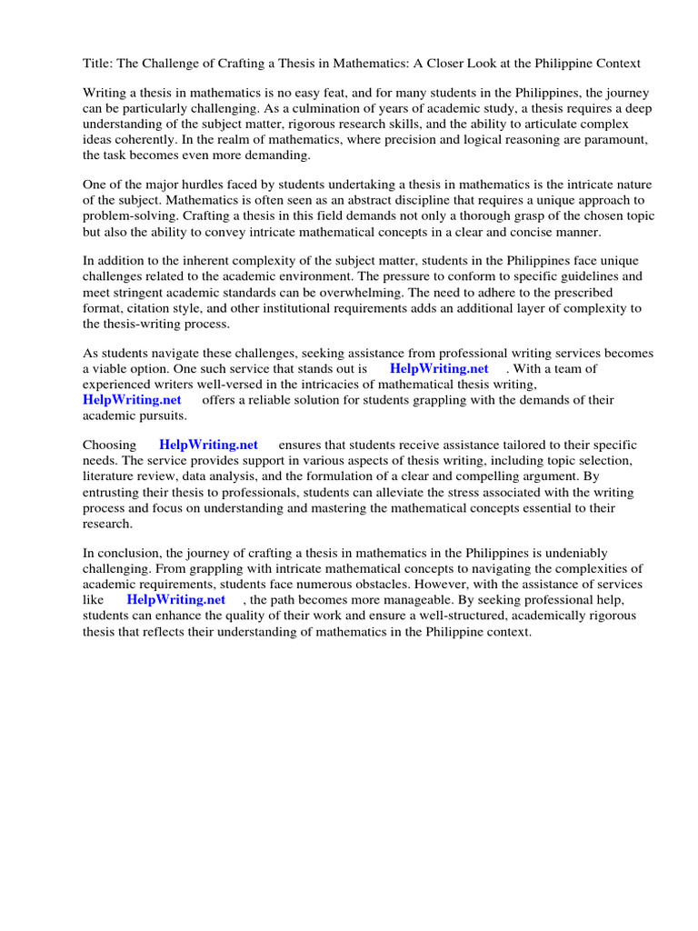Sample Thesis in Mathematics in The Philippines | PDF | Thesis ...