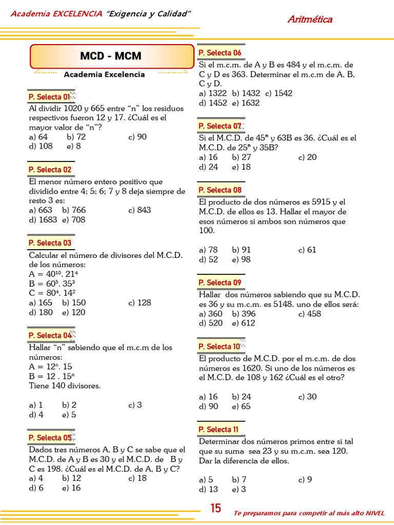 005 Aritmética Excelencia Mayder !!!! | PDF | Aritmética | Álgebra ...