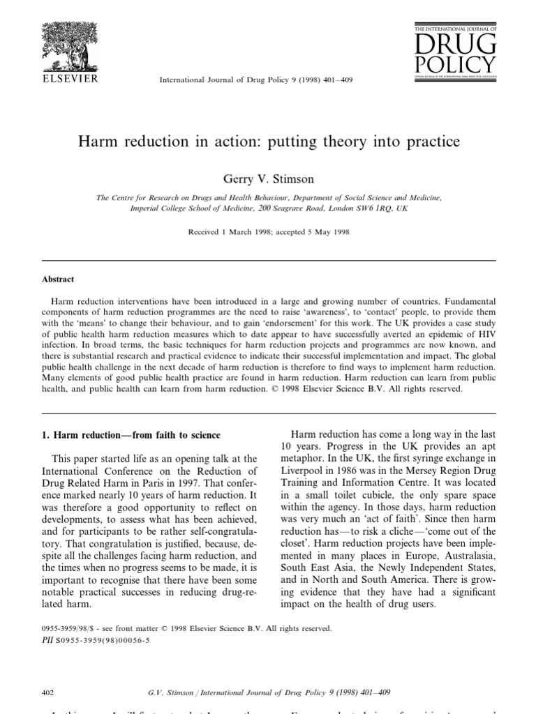 Harm Reduction in Action: Putting Theory Into Practice | PDF | Hiv/Aids ...