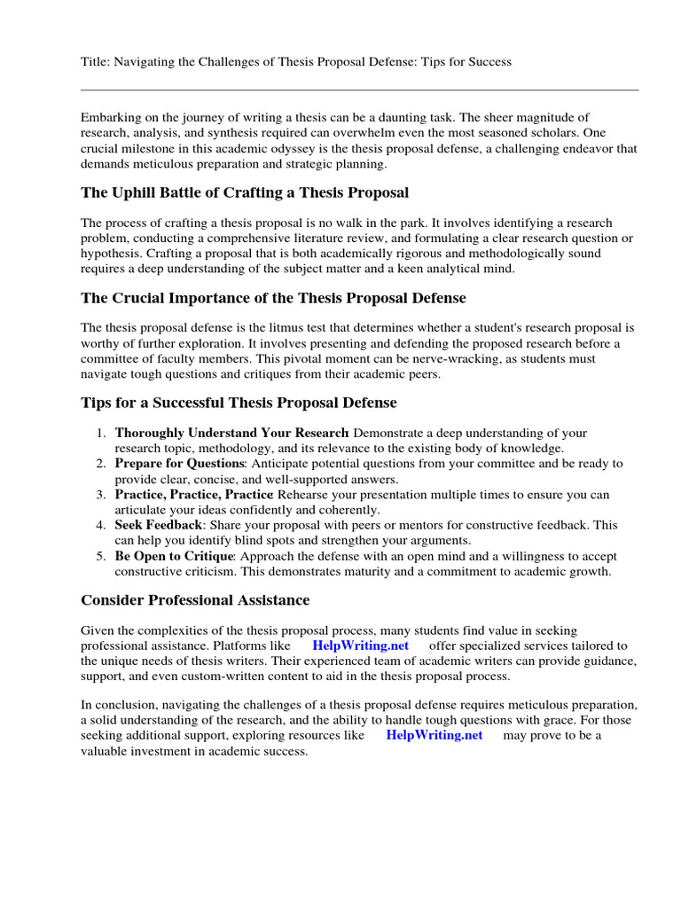 Thesis Proposal Defense Tips | PDF | Thesis | Microsoft Power Point