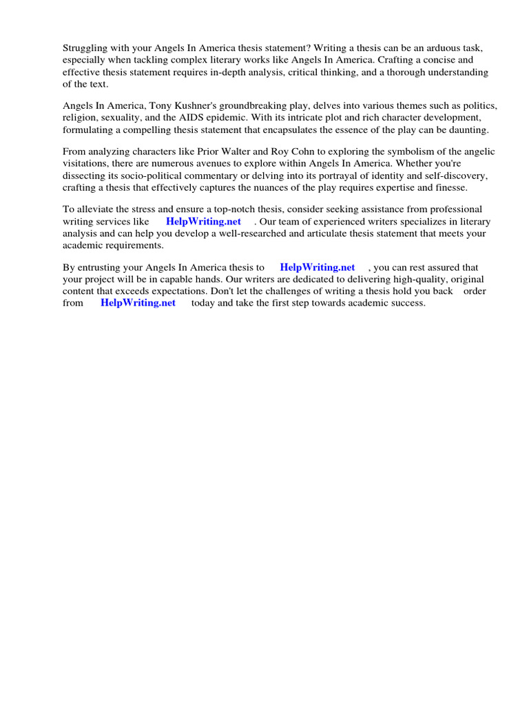 Angels in America Thesis Statement | PDF | God In Islam | Angel