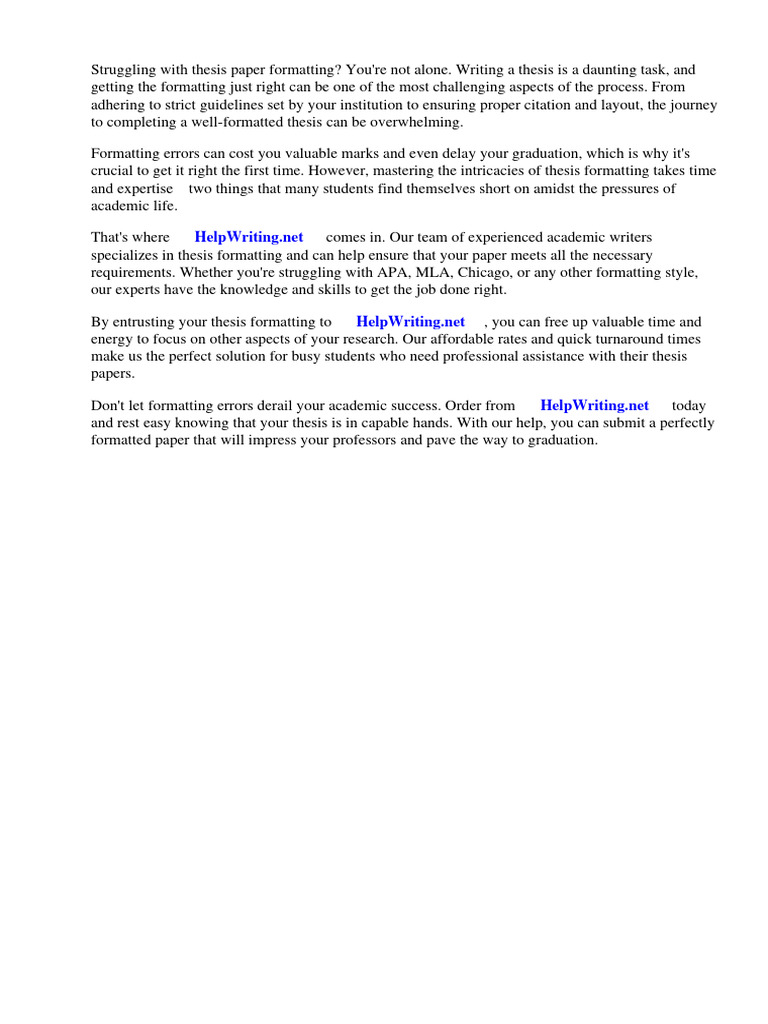 Thesis Paper Formatting | PDF