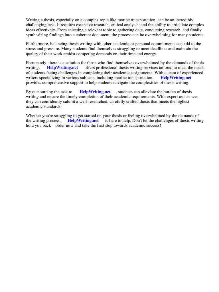 Baby Thesis About Marine Transportation | PDF | Transport | Thesis