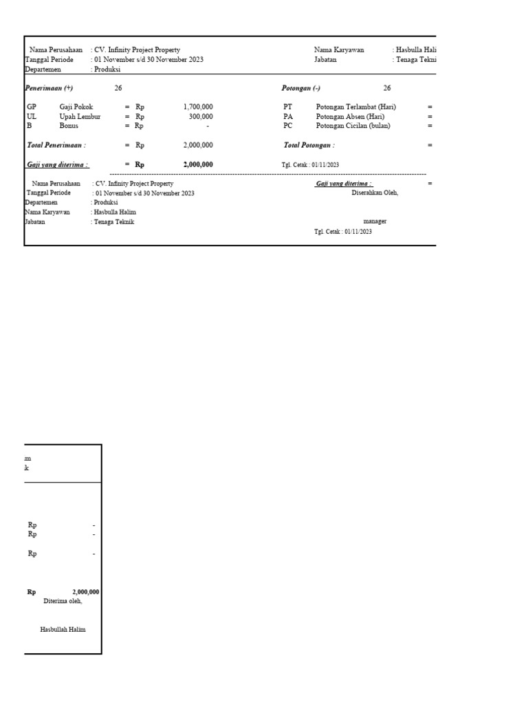 03-Rekap GAJI KARYAWAN | PDF
