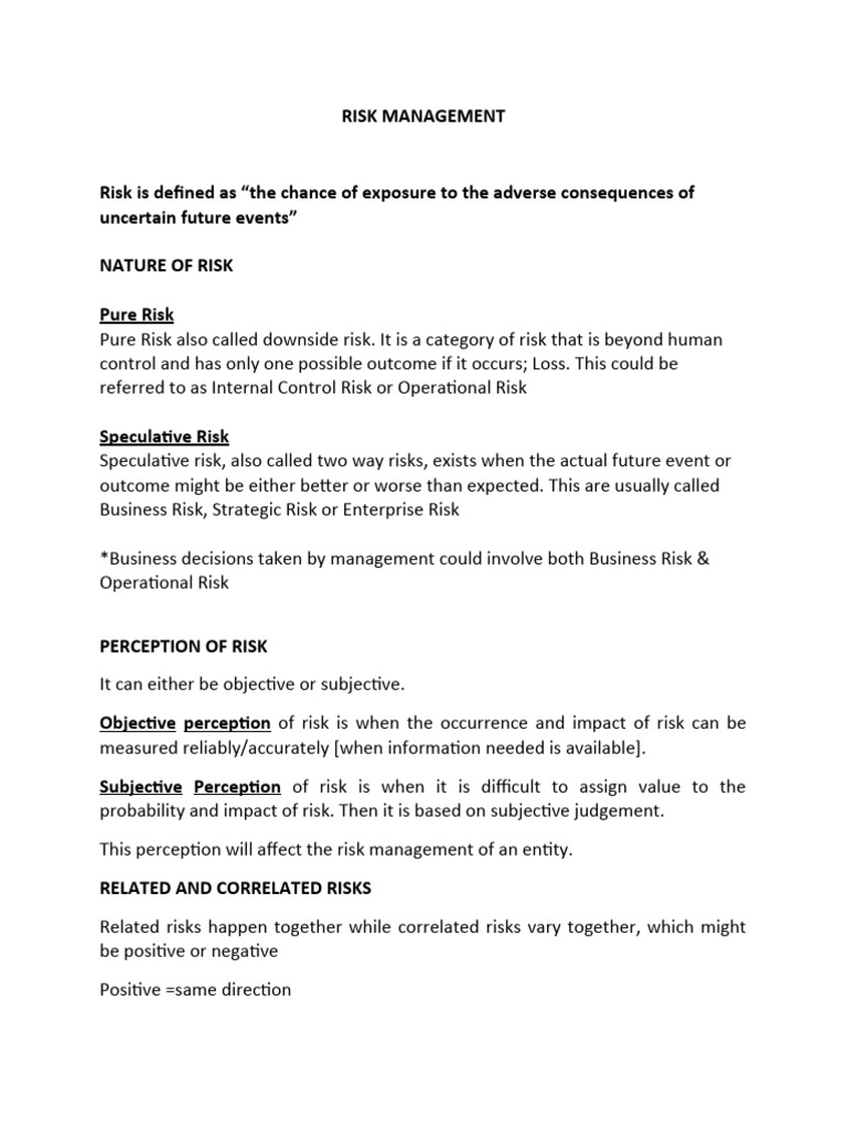 Risk Management | PDF | Risk | Financial Risk