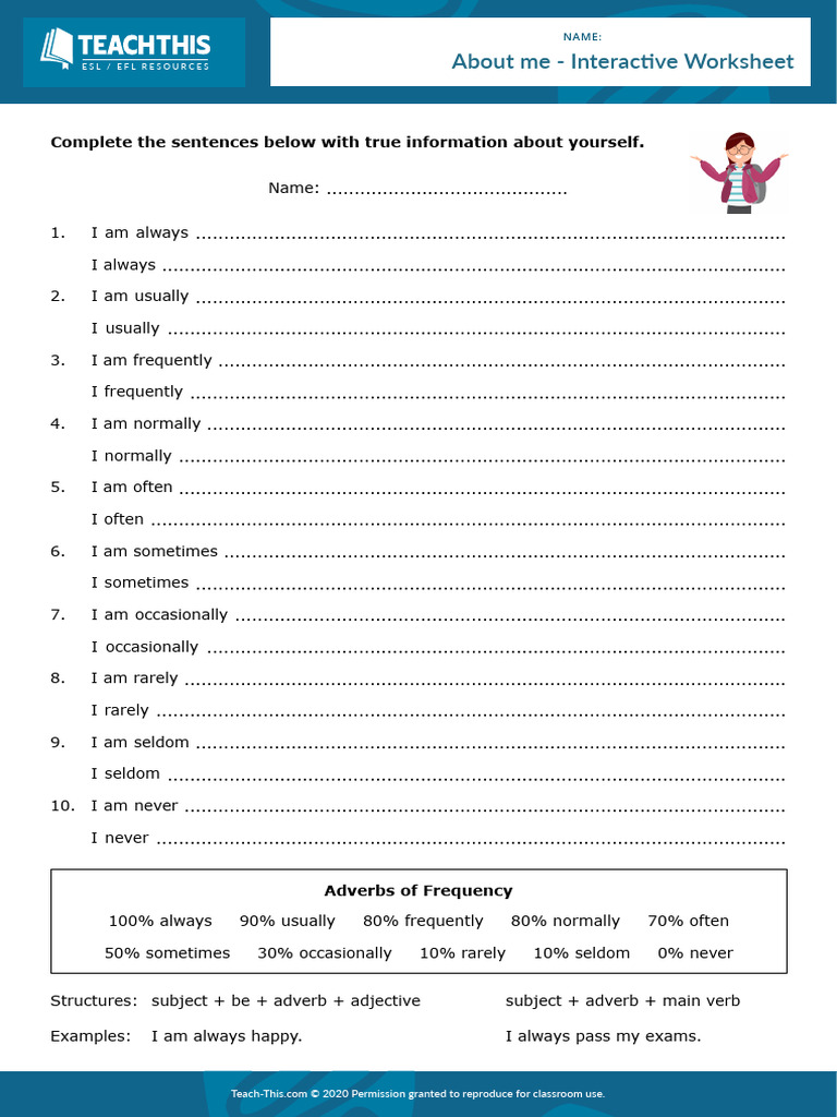 About-Me Frequency - Interactive-Worksheet | PDF | Adverb | Human ...