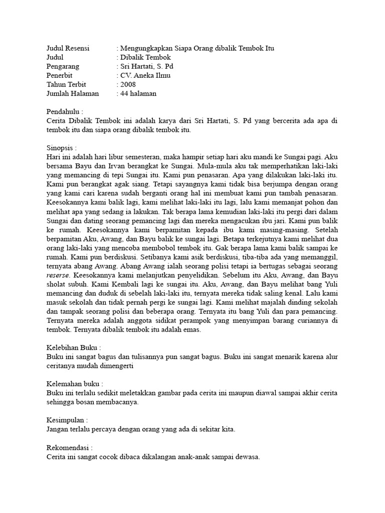 Sinopsis Dibalik Tembok | PDF