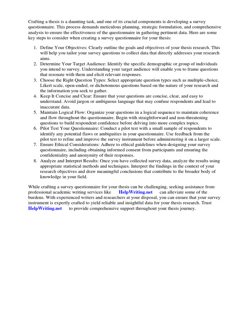 How To Make A Survey Questionnaire in Thesis | PDF | Survey Methodology ...