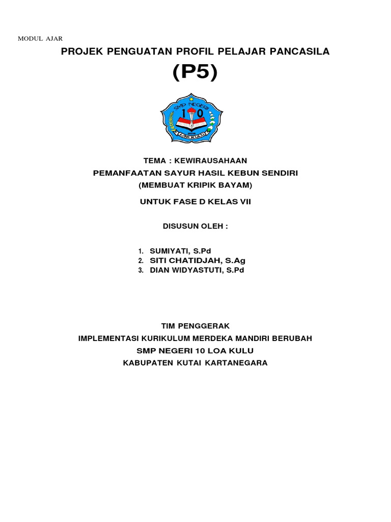 Modul P5 - Pembuatan Keripik Bayam | PDF