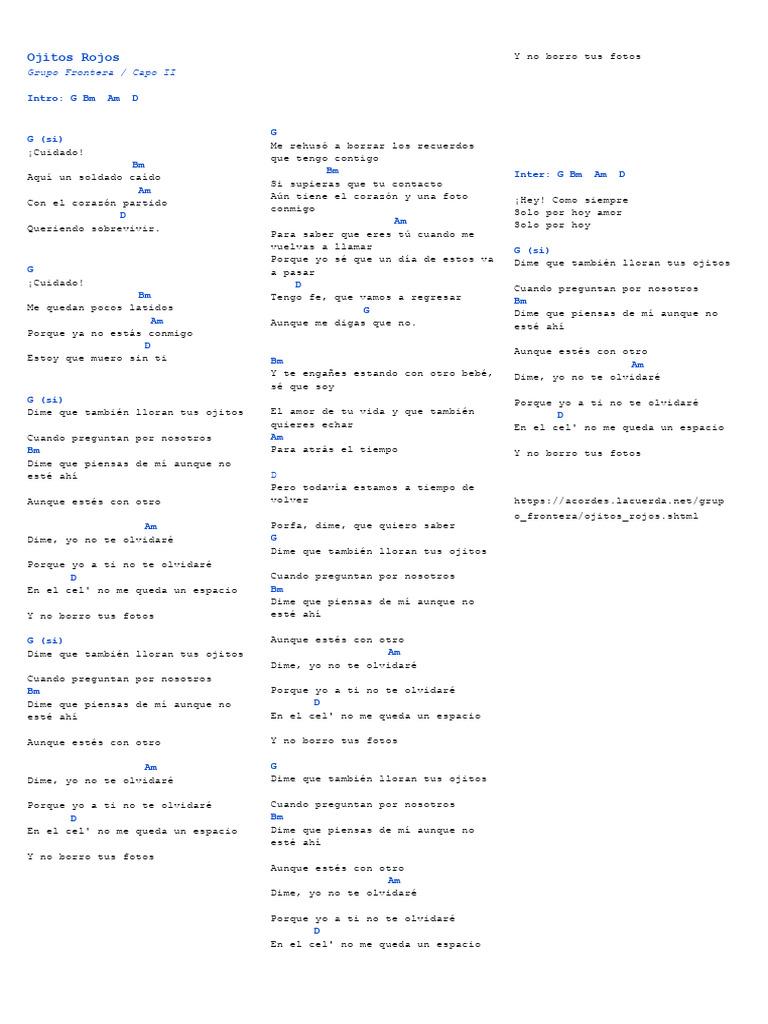 Ojitos Rojos - Grupo Frontera | PDF